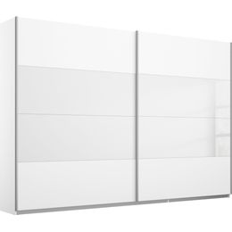 Schwebetürenschrank Rauch "Quadra Bestseller Schlafzimmerschrank in vielen Breiten" Schränke Gr. B/H/T: 271 cm x 210 cm x 62 cm, 2 St., weiß (weiß, weißglas) Kleiderschrank Garderobenschrank Schrank mit Glaselementen