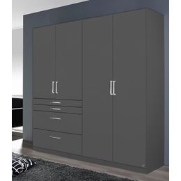 Kleiderschrank Rauch "Harburg Drehtürenschrank Schlafzimmerschrank mit viel Stauraum" Schränke Gr. B/H/T: 181 cm x 197 cm x 54 cm, 4 St., grau (graumetallic) Bestseller Schrank Garderobe im Schlafzimmer