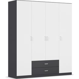 Drehtürenschrank Rauch "Kleiderschrank Schrank Garderobe Wäscheschrank GAMMA in 3 Breiten" Schränke Gr. B/H/T: 181 cm x 210 cm x 54 cm, 4 St., grau (graumetallic, alpinweiß) mit 6 Schubladen, in schlichtem Design TOPSELLER MADE IN GERMANY