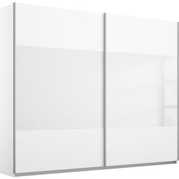 Schwebetürenschrank Rauch "Quadra Bestseller Schlafzimmerschrank in vielen Breiten" Schränke Gr. B/H/T: 226 cm x 230 cm x 62 cm, 2 St., weiß (weiß, weißglas) Kleiderschrank Garderobenschrank Schrank mit Glaselementen