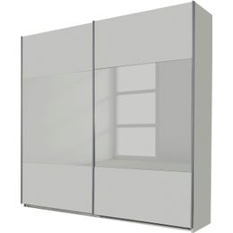 Schwebetürenschrank Rauch "Quadra Bestseller Schlafzimmerschrank in vielen Breiten" Schränke Gr. B/H/T: 226 cm x 210 cm x 62 cm, 2 St., grau (seidengrau, seidengrauglas) Kleiderschrank Garderobenschrank Schrank mit Glaselementen