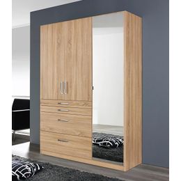 Kleiderschrank Rauch "Harburg Bestseller im Schlafzimmer" Schränke Gr. B/H/T: 136 cm x 197 cm x 54 cm, 3 St., braun (struktureichefarben hell) Schlafzimmerschrank Schrank Garderobe mit Spiegel