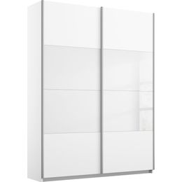 Schwebetürenschrank Rauch "Quadra Bestseller Schlafzimmerschrank in vielen Breiten" Schränke Gr. B/H/T: 136 cm x 230 cm x 62 cm, 2 St., weiß (weiß, weißglas) Kleiderschrank Garderobenschrank Schrank mit Glaselementen