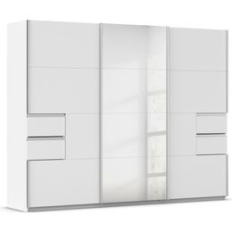 Schwebetürenschrank Rauch "Kleiderschrank Schrank Garderobe Wäscheschrank LUZIA in 2 Breiten" Schränke Gr. B/H/T: 271 cm x 210 cm x 62 cm, 3 St., weiß (alpinweiß) mit 2 Schubladen Spiegel in modernen Dekor-Farben MADE IN GERMANY