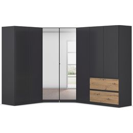 Schrank-Set Rauch "Kleiderschrank Schrank Garderobe Wäscheschrank COSTA mit Spiegel" Kastenmöbel-Sets Gr. B/H/T: 208 cm x 197 cm x 253 cm, grau (graumetallic, eiche artisan) viel Platz, grifflose Front und Push-to-Open Funktion MADE IN GERMANY