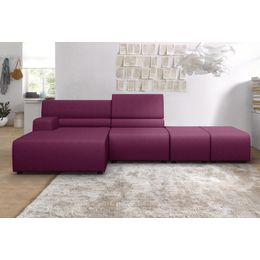 Ecksofa Egoitaliano, B:384cm T:98cm, pink, 100% Polyester. Wasserabweisende Mikrofaser., Wohnzimmer, Sofas, "Babouche, Designsofa mit
