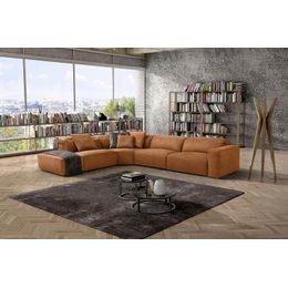 Ecksofa Egoitaliano, B:378cm H:95cm T:282cm, braun, Luxus-Micofaser Lederoptik (100% Polyester) ist ein neues technisches Gewebe mit einem visuellen