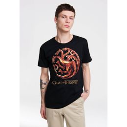 logoshirt Damen T-Shirt "Game Of Thrones - Targaryen", schwarz, Gr. XS, bedruckt, 100% Baumwolle, Shirts, mit großem Frontprint