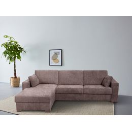 Ecksofa Home Affaire, B:280cm H:85cm T:173cm, braun, 100% Polyester, Wohnzimmer, Sofas, "Roma "M" Matratzenhöhe 14 cm, Dauerschlaffunktion, mit