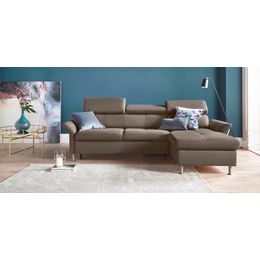 Ecksofa, B:257cm H:96cm T:167cm, beige, exxpo - SOFA FASHION, Luxus-Microfaser (100% Polyester), Wohnzimmer, Sofas, "Maretto, bequem und komfortabel,
