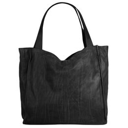 Samantha Look Damen Shopper, schwarz, Leder, leicht glänzend, unifarben, Taschen, echt Leder, Made in Italy
