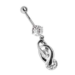 Adelia&acute;s ADELIA ́S Damen Bauchnabelpiercing "Piercing Bauchnabelpiercing", onesize, transparent, Titan, Piercings, offener 8mm Stein mit filigranem