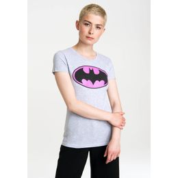 logoshirt Damen T-Shirt "Batman", grau, Gr. XS, bedruckt, mehrfarbig, meliert, 95% Baumwolle, 5% Viskose, Shirts, mit coolem Superhelden-Logo
