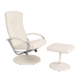 MCW Relaxsessel Siena mit Hocker ~ creme-wei&szlig;
