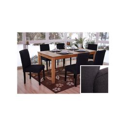 MCW 6er-Set Esszimmerstuhl Stuhl K&uuml;chenstuhl Littau ~ Textil, schwarz, dunkle Beine