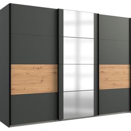 Schwebetürenschrank wimex "Barmbek Schlafzimmerschrank BESTSELLER Garderobenschrank" Schränke Gr. B/H/T: 270 cm x 208 cm x 64 cm, 3 St., braun (graphit, artisan eiche nachbildung, spiegel) Kleiderschrank mit 2 Stoffboxen und zusätzlichen Böden, Spiegeltür