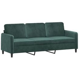 vidaXL - 3-Sitzer-Sofa Dunkelgrün 180 cm Samt