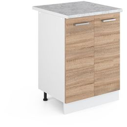 Unterschrank R-Line, Sonoma, 60 cm mit Türen, mit Arbeitsplatte VICCO