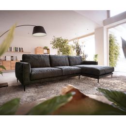 DeLife Ecksofa Sottil 290 x 165cm Chenille Anthrazit Recamiere rechts, Ecksofas