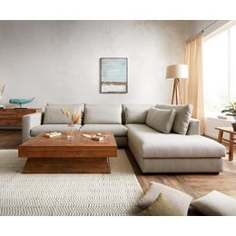 DeLife Ecksofa Isla 330x225 cm Strukturstoff Schlamm Ottomane rechts, Ecksofas