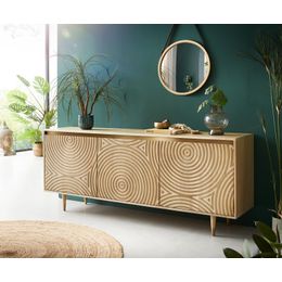 DeLife Kommode Budaya 175 cm Mango Natur 3 Türen Fuß rund, Sideboards