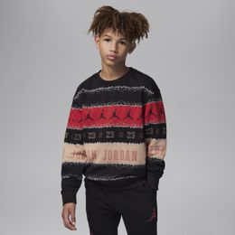 Jordan MJ Holiday Fleece Crew Oberteil für ältere Kinder - Schwarz