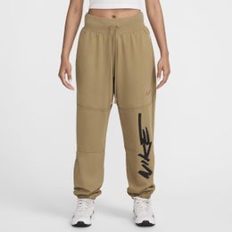 Nike Sportswear Breaking Oversize-French-Terry-Hose mit mittelhohem Bund (Damen) - Braun