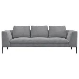 3-Sitzer FLEXLUX "Loano, superbequemer Sitzkomfort durch Kaltschaum im Sitz" Sofas Gr. B/H/T: 238cm x 86cm x 106cm, Struktur, grau (soft grau) modernes Sofa, frei im Raum stellbar, lose Kissen