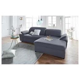 Ecksofa exxpo - SOFA FASHION "Kyoto, inkl. Kopfteil- und Armteilverstellung, hoher Sitzkomfort" Sofas Gr. B/H/T: 278cm x 98cm x 165cm, Struktur, Recamiere rechts, Ohne Bettfunktion, grau wahlweise mit Bettfunktion und Bettkasten, hochwertige Bezüge, L-Form