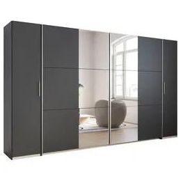 Schwebetürenschrank Rauch "Kleiderschrank Drehtürenschrank Schrank Garderobe KRONACH TOPSELLER" Schränke Gr. B/H/T: 354 cm x 210 cm x 59 cm, 4 St., grau (graumetallic) mit Dreh- und Schwebetüren Spiegel, viele Böden MADE IN GERMANY