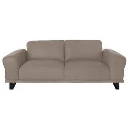 2,5-Sitzer W.Schillig "montanaa" Sofas Gr. B/H/T: 212cm x 78cm x 94cm, Longlife Xtra-Leder Z59, braun (stone z59) mit Metallkufen in Schwarz pulverbeschichtet, Breite 212 cm