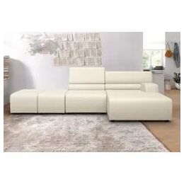 Ecksofa Egoitaliano "Babouche, Designsofa mit außergewöhnlichem Sitzkomfort zum Wohlfühlen" Sofas Gr. B/H/T: 384cm x 80cm x 98cm, Leder BULL, Recamiere rechts, beige (cremeweiß)