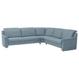 Ecksofa VILLA BECK "Garda L-Form" Sofas Gr. B/H/T: 245cm x 90cm x 91cm, Microfaser, langer Schenkel rechts, mit Kopfteilverstellung, blau (16 steel) inklusive Kopfteilverstellung, Stellmaß 277x245cm