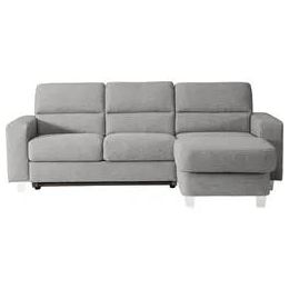 Ecksofa Alina "Ilana" Sofas Gr. B/H/T: 281cm x 90cm x 167cm, Struktur TTA, Recamiere rechts, mit Bettfunktion und Stauraum, grau (kiesel tta 9) wahlweise mit Bettfunktion und Stauraum