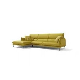 Ecksofa Egoitaliano "FUNNY, hochwertiges und aktuelles Design, bequeme Rückenlehne" Sofas Gr. B/H/T: 265cm x 90cm x 225cm, Leder, Recamiere links, gelb hochwertiger Sitzkomfort, L-Form