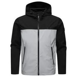 Softshelljacke Ragwear "Shellwie Block" Gr. S (48), grau (hellgrau) Herren Jacken wasserdichte Übergangsjacke mit großer Kapuze