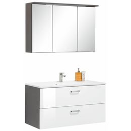 Badmöbel-Set Welltime "Ravenna", weiß (grafit, weiß), Kastenmöbel-Sets, mit Soft-Close Funktion