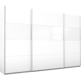 Schwebetürenschrank Rauch "Quadra BESTSELLER Schrank Schlafzimmerschrank in vielen Breiten" Schränke Gr. B/H/T: 315 cm x 210 cm x 62 cm, 3 St., weiß (weiß, weißglas) Kleiderschrank Garderobenschrank mit Glaselementen