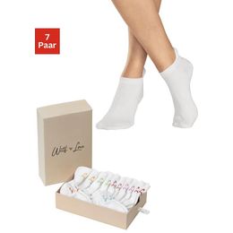 Lascana Sneakersocken wei&szlig; Gr. 35-38 f&uuml;r Damen. Mit Stickerei. Elastisch. Nachhaltig.