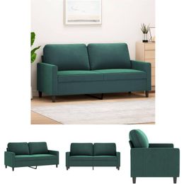 The Living Store - 2-Sitzer-Sofa Dunkelgrün 140 cm Samt - Sofas - Grün