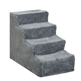 PawHut Haustiertreppe 4-stufige Hunderampe mit abnehmbarer Bezug Katzentreppe Hundetreppe Tiertreppe Spanpl