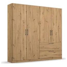 Drehtürenschrank Rauch "Kleiderschrank Schrank Garderobe Wäscheschrank CHALLENGER" Schränke Gr. B/H/T: 181,0cm x 197,0cm x 54,0cm, 4 St., braun (eiche artisan) mit Spiegeltüren und geräumigen Schubladen MADE IN GERMANY