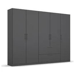 Drehtürenschrank Rauch "Kleiderschrank Schrank Garderobe Wäscheschrank CHALLENGER" Schränke Gr. B/H/T: 226,0cm x 197,0cm x 54,0cm, 5 St., grau (grau metallic) mit Spiegeltüren und geräumigen Schubladen MADE IN GERMANY