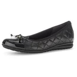 Ballerina Gabor "Florenz", Damen, Gr. 38, schwarz, Kalbsleder, Lackleder, klassisch, Schuhe, Halbschuh, Schlupfschuh, Businessschuh, Ziersteppungen, Weite G