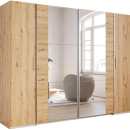 Schwebetürenschrank Rauch "Kleiderschrank Drehtürenschrank Schrank Garderobe KRONACH TOPSELLER" Schränke Gr. B/H/T: 268 cm x 210 cm x 59 cm, 4 St., braun (eiche artisan) mit Dreh- und Schwebetüren Spiegel, viele Böden MADE IN GERMANY