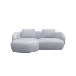 Wohnlandschaft FLEXLUX "Torino, rund, L-Form, Sofa-Ecke mit Recamiere, Longchair-Sofa", grau (sandy shell), B:217cm H:85cm T:146cm, 100% Polyester, Sofas, Wohnlandschaft, Modernes, organisches Sofa-Design, Kaltschaum, Wellenunterfederung