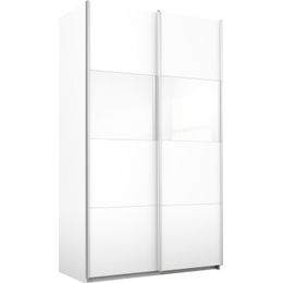 Schwebetürenschrank Rauch "Quadra BESTSELLER Schrank Schlafzimmerschrank in vielen Breiten" Schränke Gr. B/H/T: 136 cm x 230 cm x 62 cm, 2 St., weiß (weiß, weißglas) Kleiderschrank Garderobenschrank mit Glaselementen