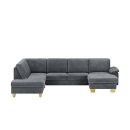 meinSofa Wohnlandschaft Leder Samu ¦ grau ¦ Maße (cm): B: 316 H: 90 T