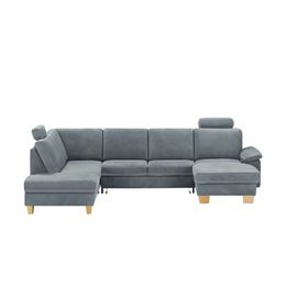 meinSofa Wohnlandschaft Leder Samu ¦ grau ¦ Maße (cm): B: 316 H: 90 T