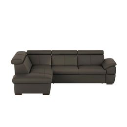 U.N.O uno Ecksofa aus Echtleder Town ¦ braun ¦ Maße (cm): B: 264 H: 76 T: 2